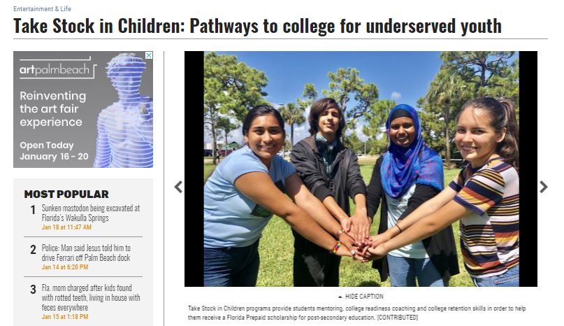 Take Stock in Children in The Palm Beach Post - Take Stock in Children - Sarasota